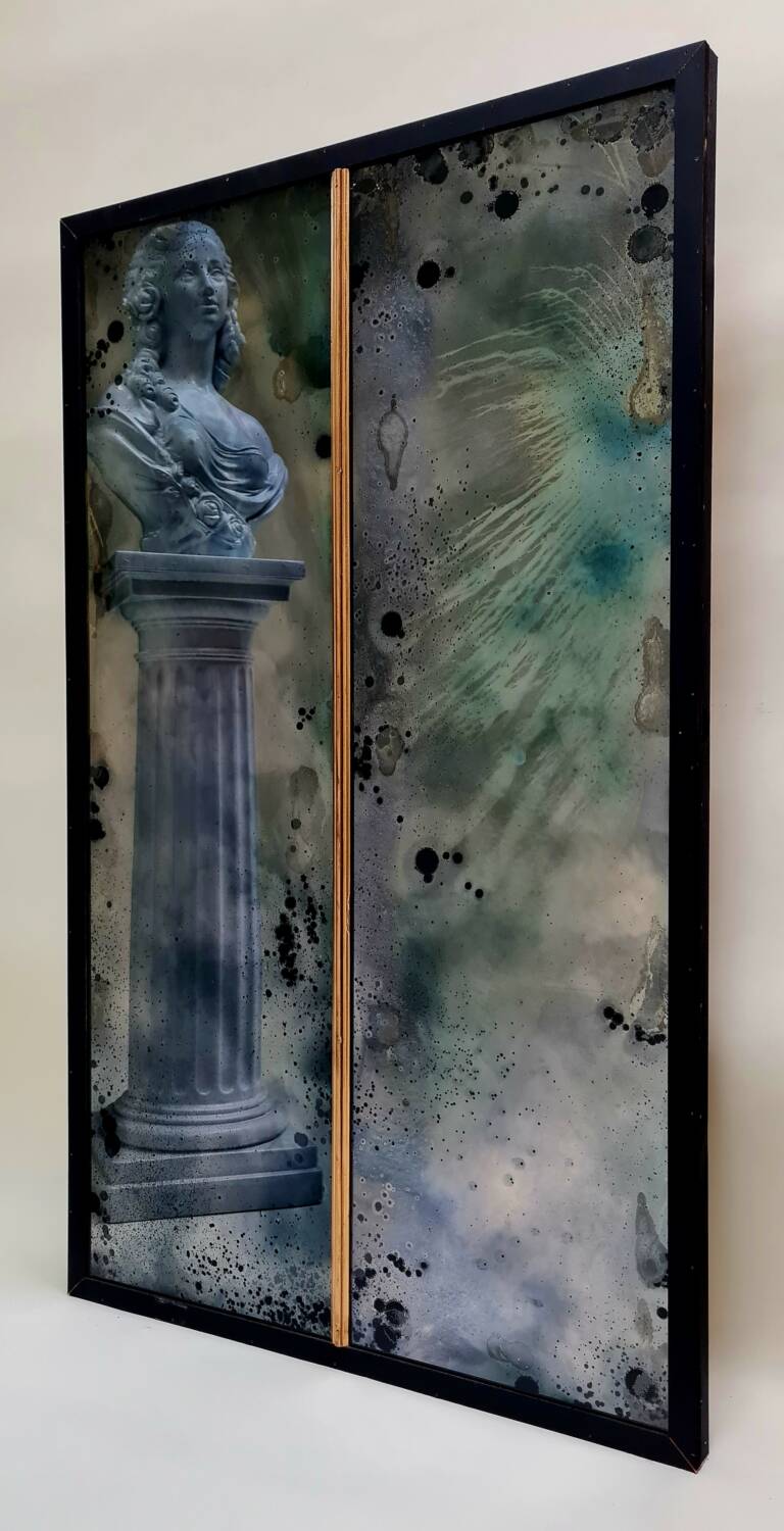 M35 Distressed and Foxed Double Panel Antique Glass Wall Mirror ...