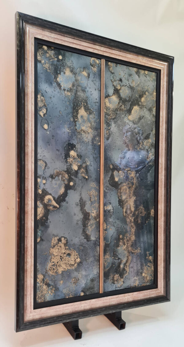 M37 Gold Distressed Double Panel Antique Glass Wall Mirror - Devlin In ...
