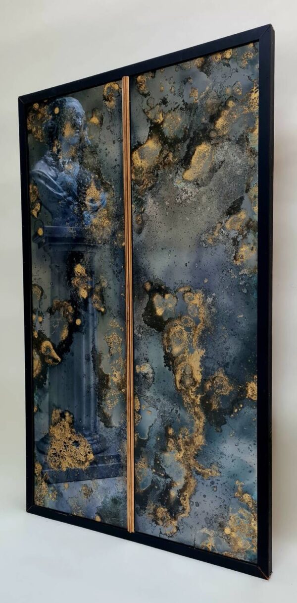 M37 Gold Distressed Double Panel Antique Glass Wall Mirror - Devlin In ...